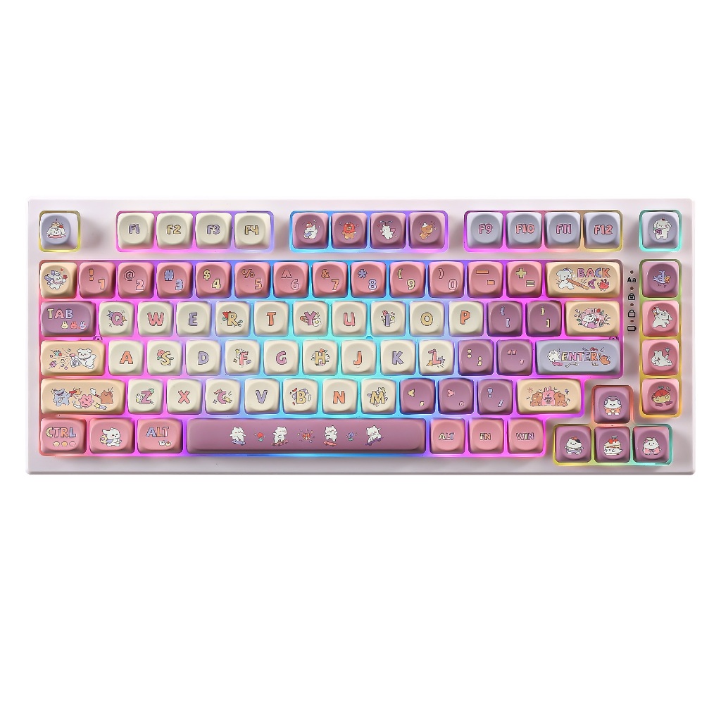 YUNZII Happy Life PBT Keycaps, 142-key 5-side Dye Sublimation SOA ...
