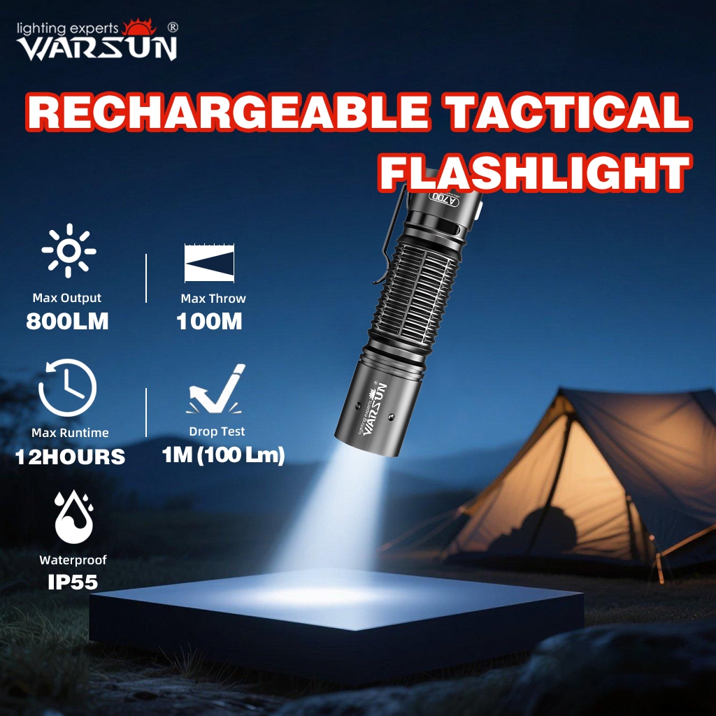 Warsun A700 Mini Flashlight 800LM Super Bright Waterproof IPX5, 3000mAh ...