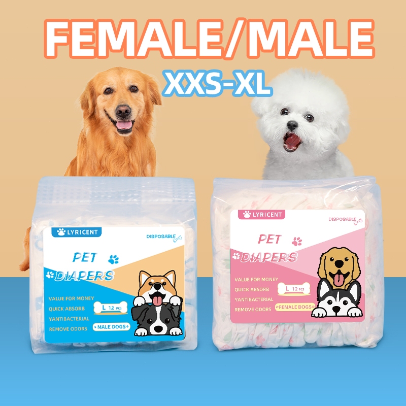LYPET MALL XXS XS S M L XL Female/Male 12 Pcs Disposable Pet Diaper | Shopee Philippines