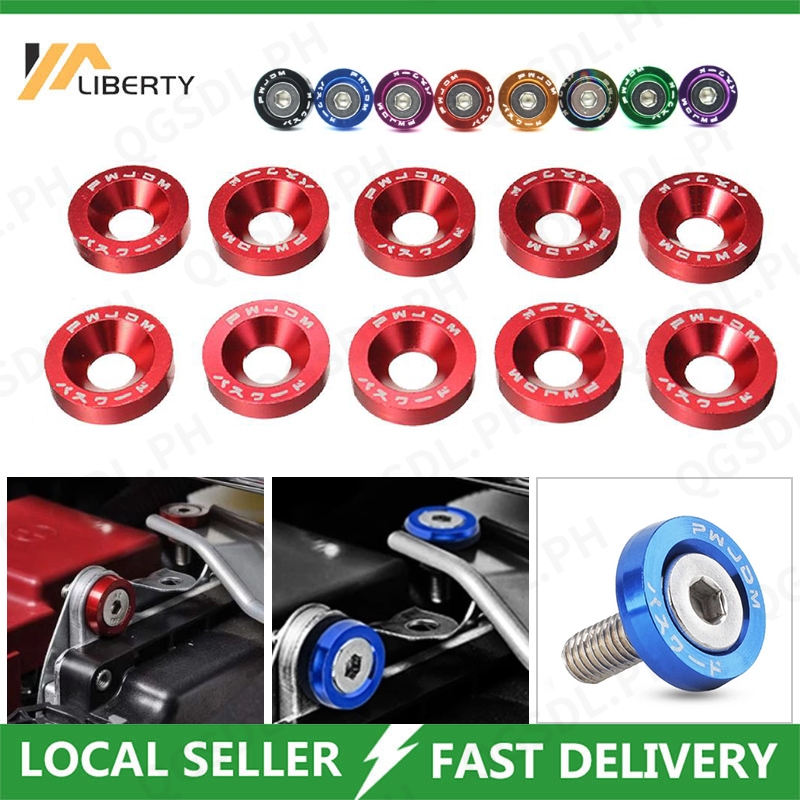 M6 JDM Style Fender Washer Set - 10pcs/Pack, Aluminum Alloy Washers ...