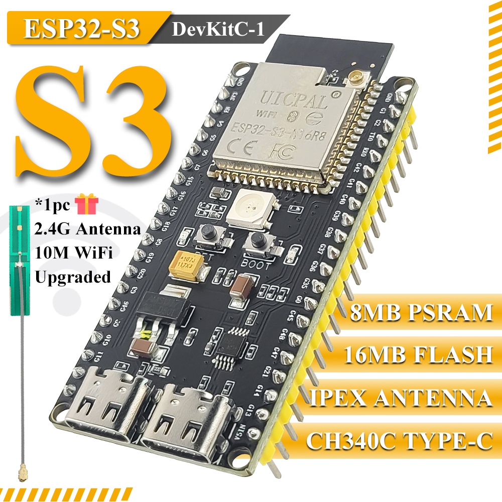 ESP32 S3 Development Board ESP32-S3-DevKitC-1 BT 2.4G Wifi Module for Arduino 8MB PSRAM 16MB ...