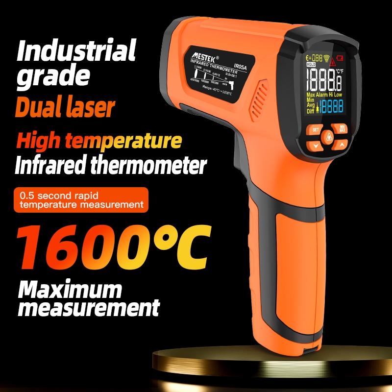 Mestek Infrared Thermometer Gun IR05A-40~1600°C industrial thermometer ℃/℉ Unit Conversion Color ...