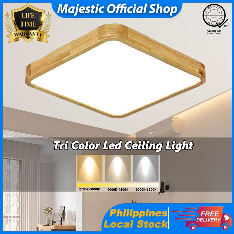 LED Ceiling Light Wood Flush Mount Square Ceiling Lamp Nordic Fixture ...