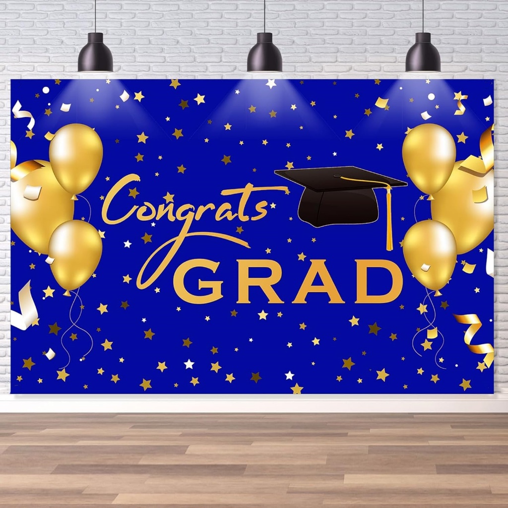 Blue Gold Congrats Grad Photography Backdrop Congrats Grad Party ...