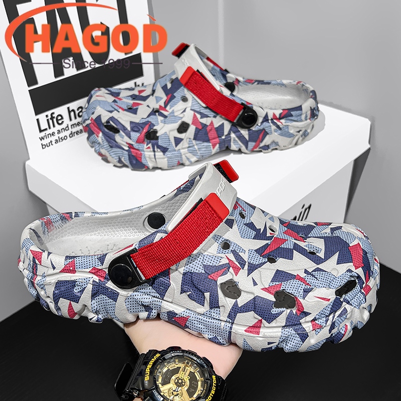 HAGOD Sandals for Men Clogs Clog Hole Shoes Slippers Soft Thick Bottom ...