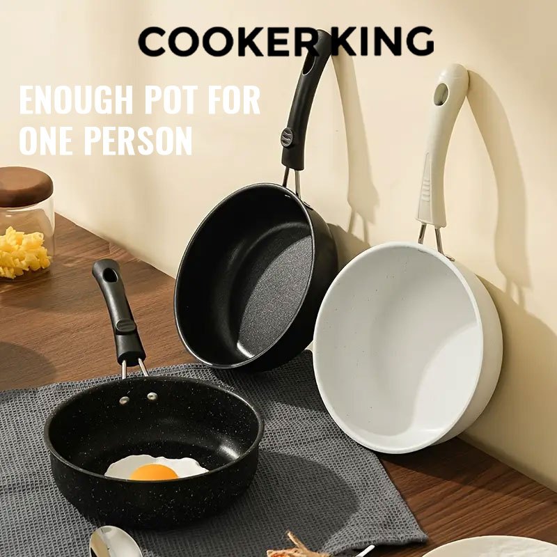 COOKER KINGWhite Non Stick Frying Pan Flat Pan Suitable Supplementary ...
