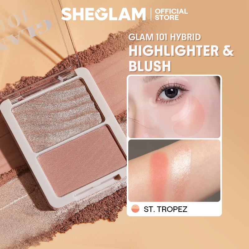 SHEGLAM Glam 101 Hybrid Highlighter & Blush Duo Long-Lasting Multi-Use ...