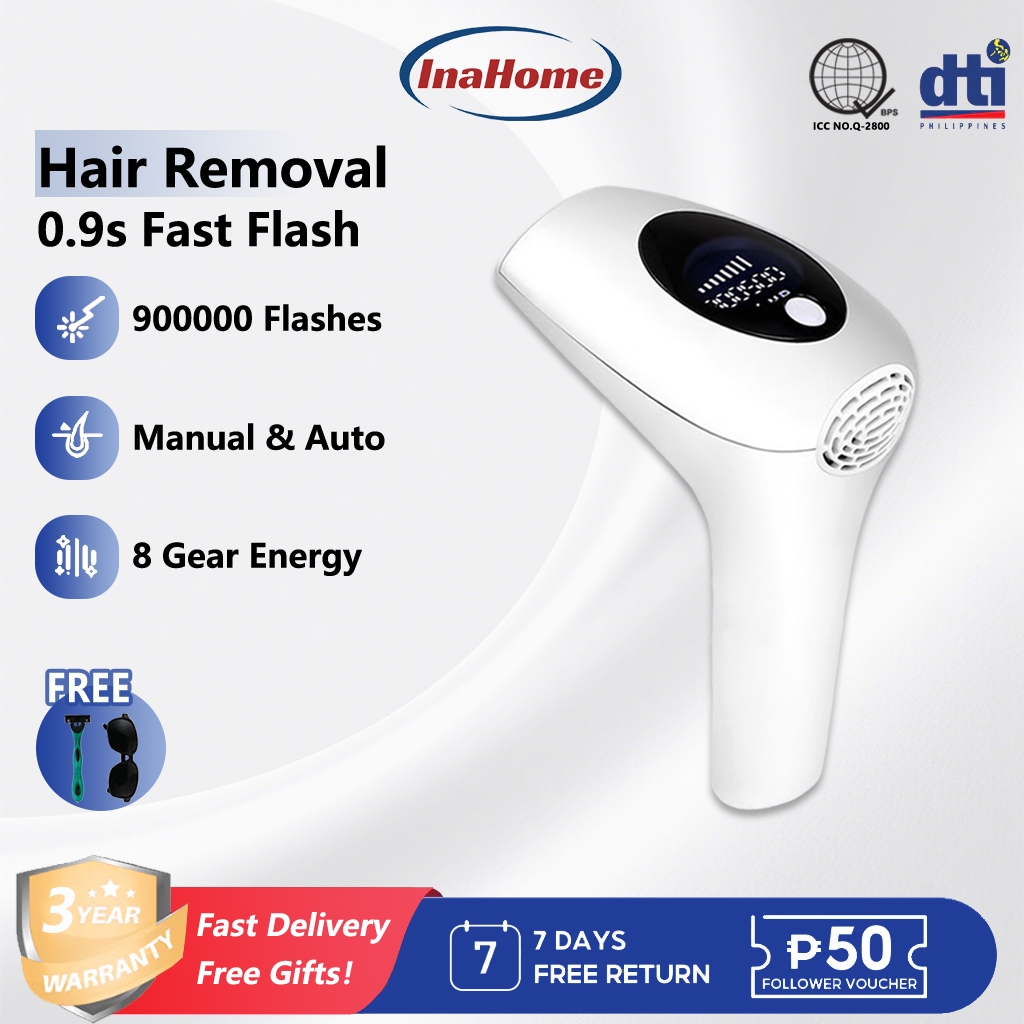 INAHOME 8 Level Flash permanent IPL Epilator Laser Hair Removal facial Electric photoepilator ...