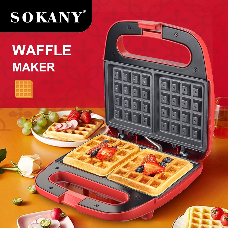 SOKANY Waffle Maker Electric Waffle Machine Red Breakfast Maker Bread ...