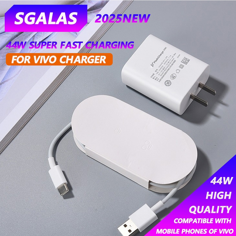 for 44W Vivo Fast Charger US Flash Charge 2.0 Adapter for X70 X60 S12 S10 Pro T1 IQOO Neo 5 855 ...