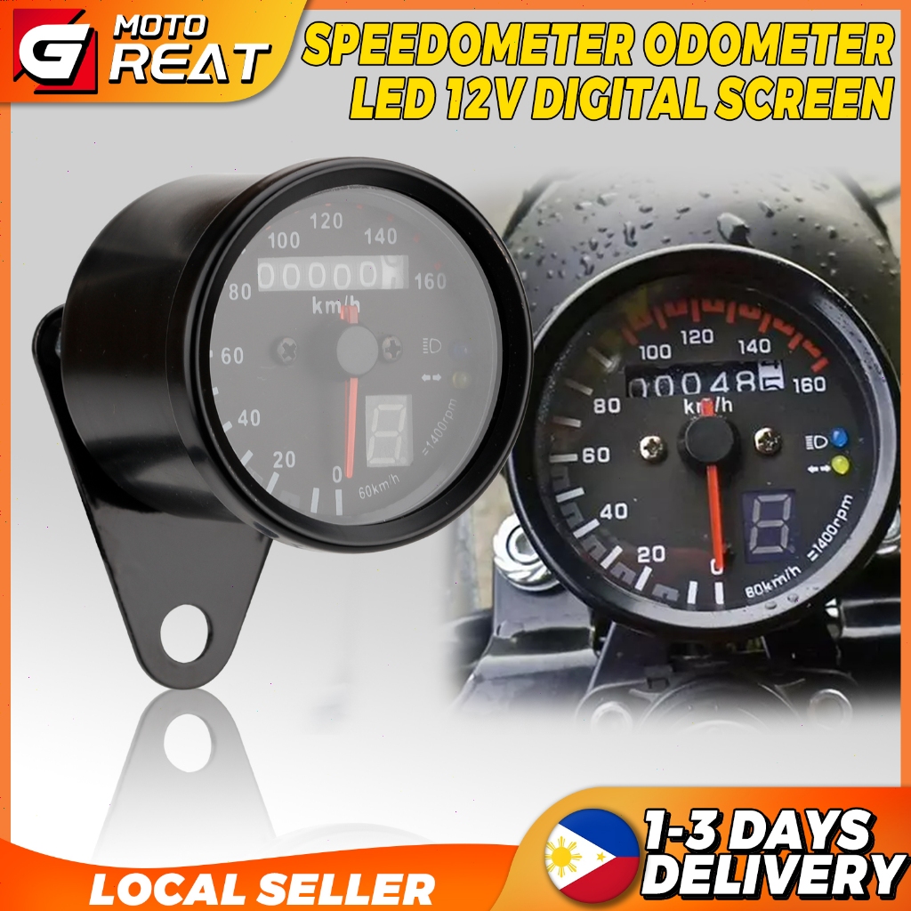 Speedometer Gauge Odometer Motorcycle Universal 12V Digital LED Screen ...