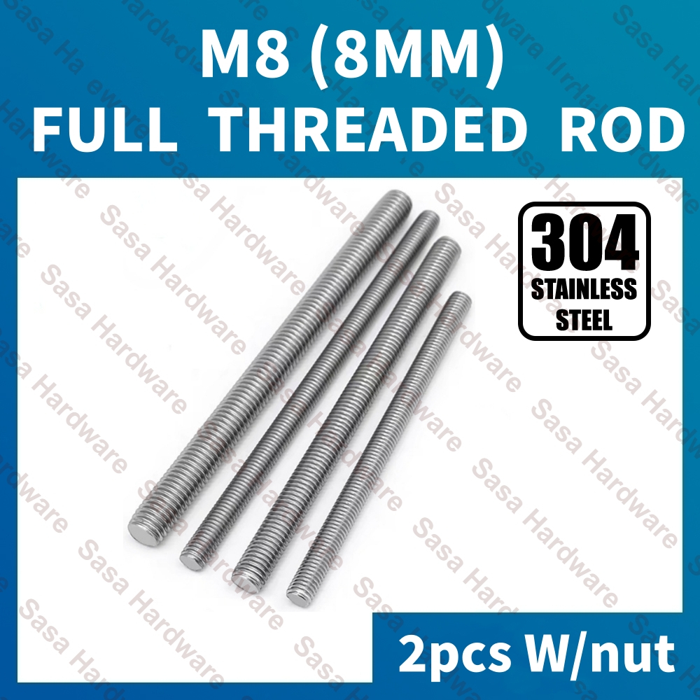 M8 (1.25P) Full Threaded Rod Stud Bar Rod Full Threaded 304 stainless ...
