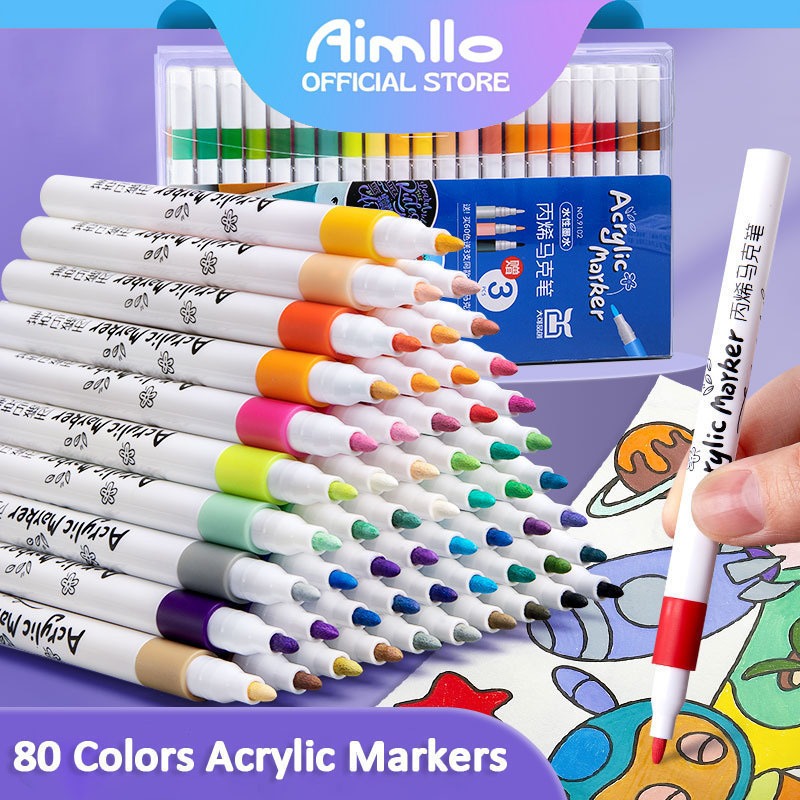 Acrylic Marker Pen Set 80 Colors Marker Pens Highlighter Pen Painting ...