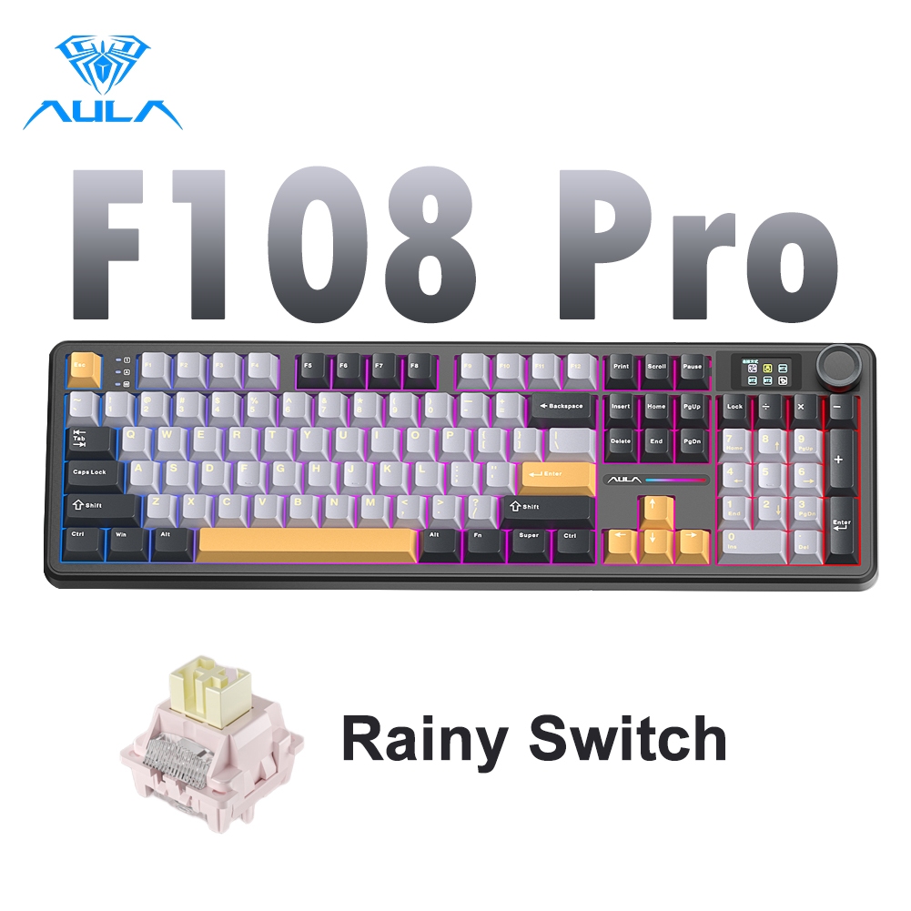 AULA F108 PRO Customized Mechanical Keyboard 104 keys Bluetooth/2.4G ...