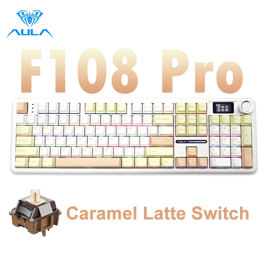 AULA F108 PRO Customized Mechanical Keyboard 104 keys Bluetooth/2.4G ...