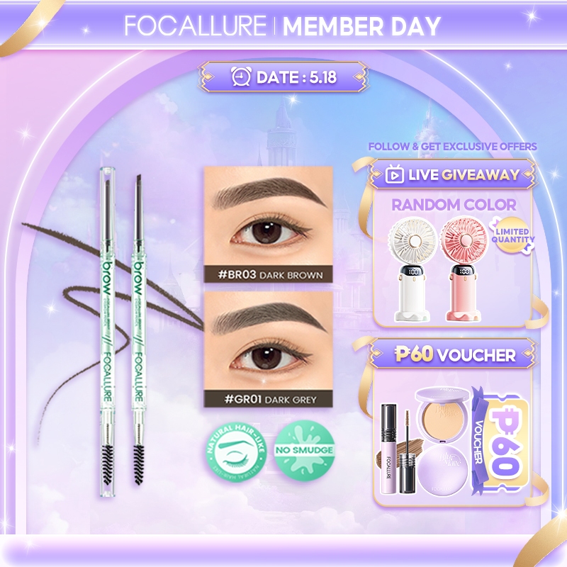 FOCALLURE Pro-slim Precise Defining Eyebrow Pencil 1MM Beveled Tip Hair ...