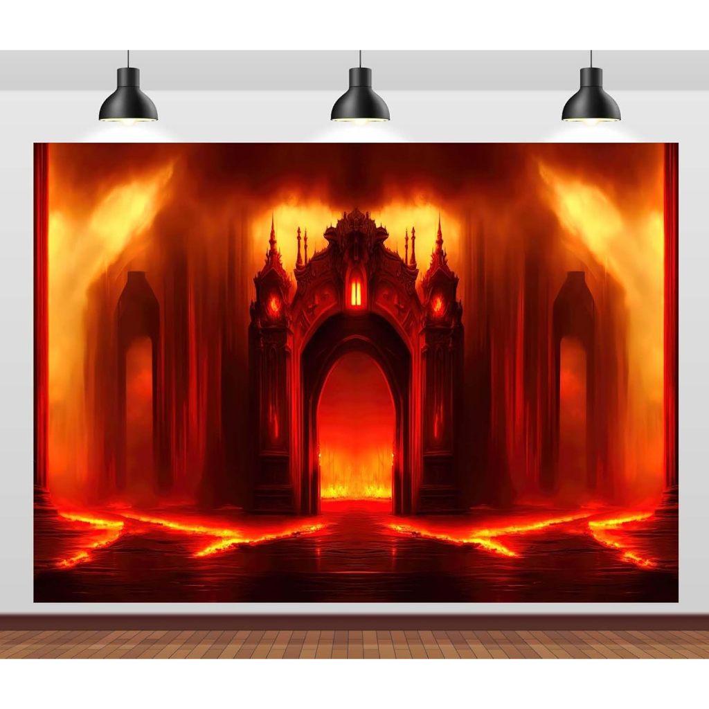 Halloween Hell Gate Photography Backdrop Heaven Hell Party Decorations ...