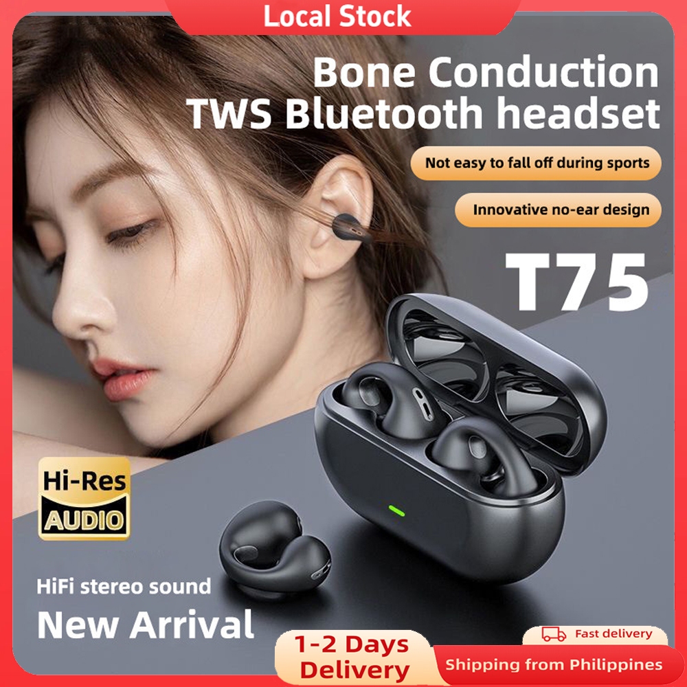 [Local Stock] Original T75 Ear-Clip Bluetooth Headphones 5.3 bluetooth ...
