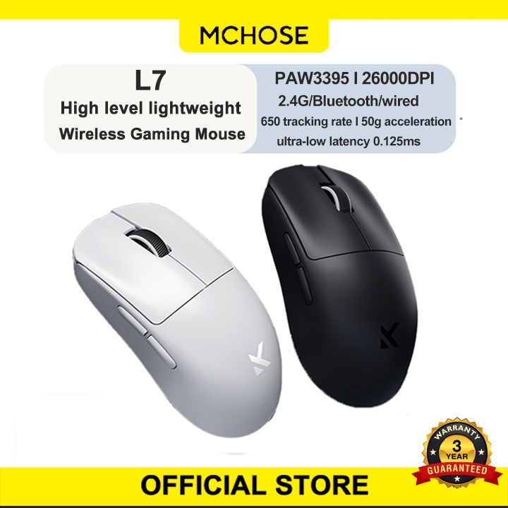 Wireless Mouse Mchose L7 Gaming Mouse PAW3395 26000DPI Lightweight Three Mode Gaming Mouse for ...