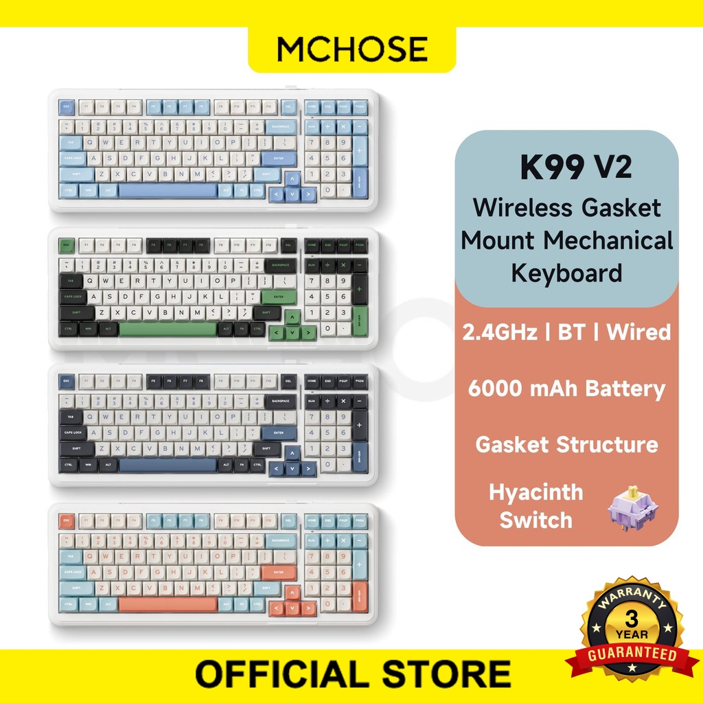 Wireless Mechanical Keyboard Mchose K99V2 99 keys The Three Mode Connection Hot-swap Gasket ...