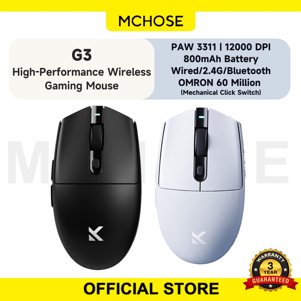 Wireless Mouse Mchose G3 Gaming Mouse 2.4G Bluetooth Wired Three-mode Lightweight Wireless Mouse ...