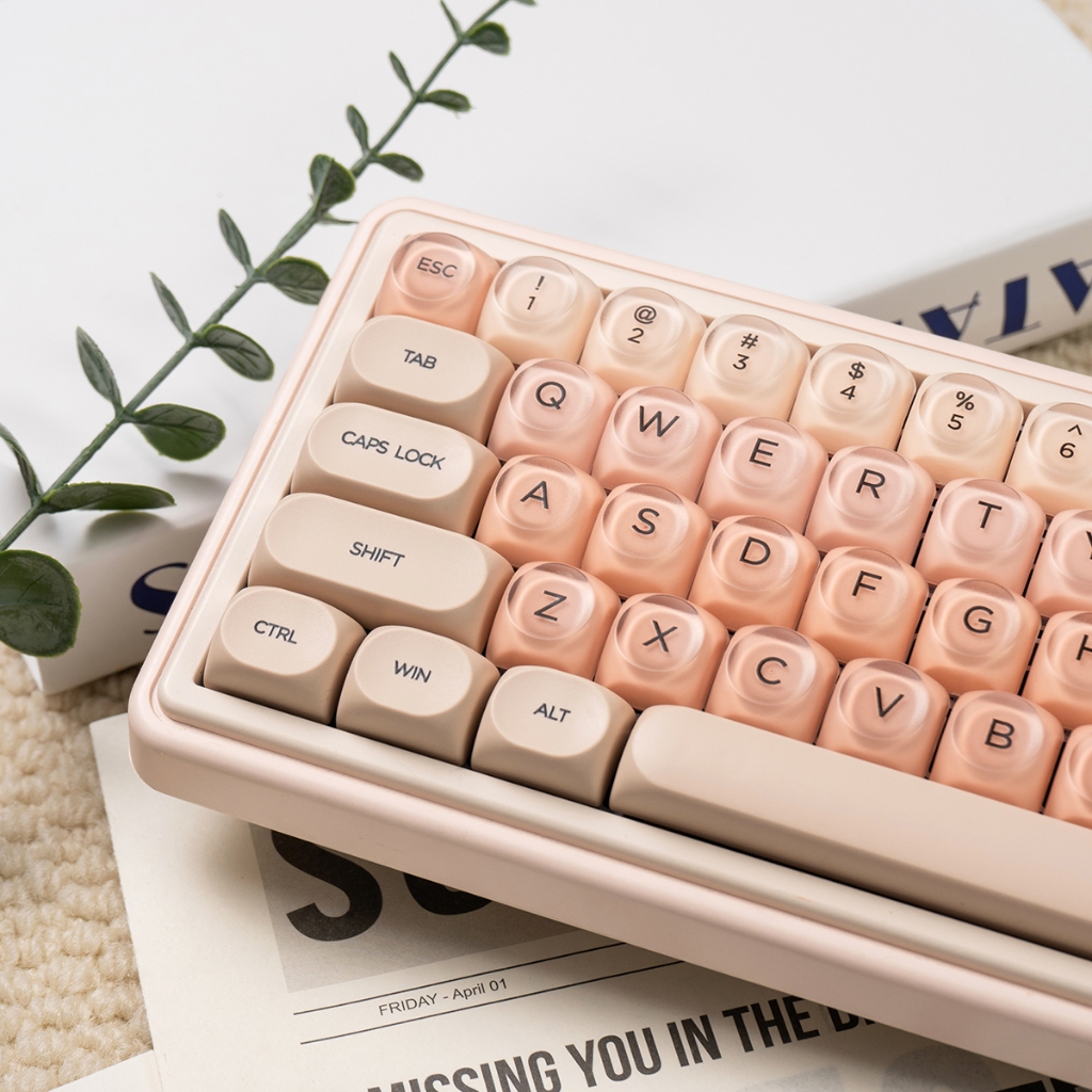 Foundation keycaps Pink PBT+PC round cute for Mechanical Keyboard ...