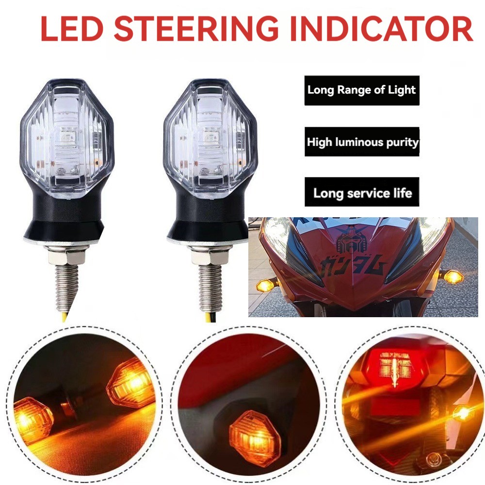 2pcs Mini Universal Motorcycle LED Turn Signal Indicators LightUniversal 12V LED Turn-Signals ...