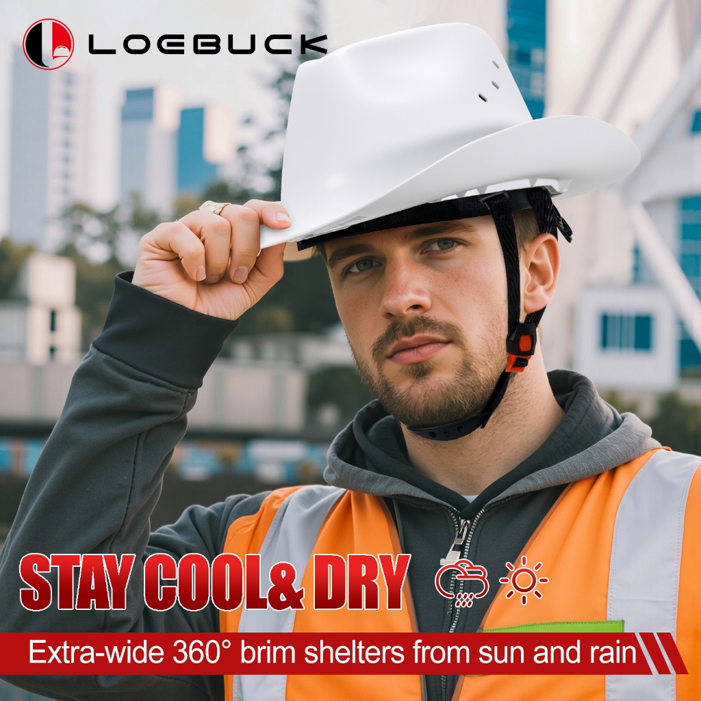 LOEBUCK Cowboy Hard Hat - Western Style Construction Helmet with Full ...