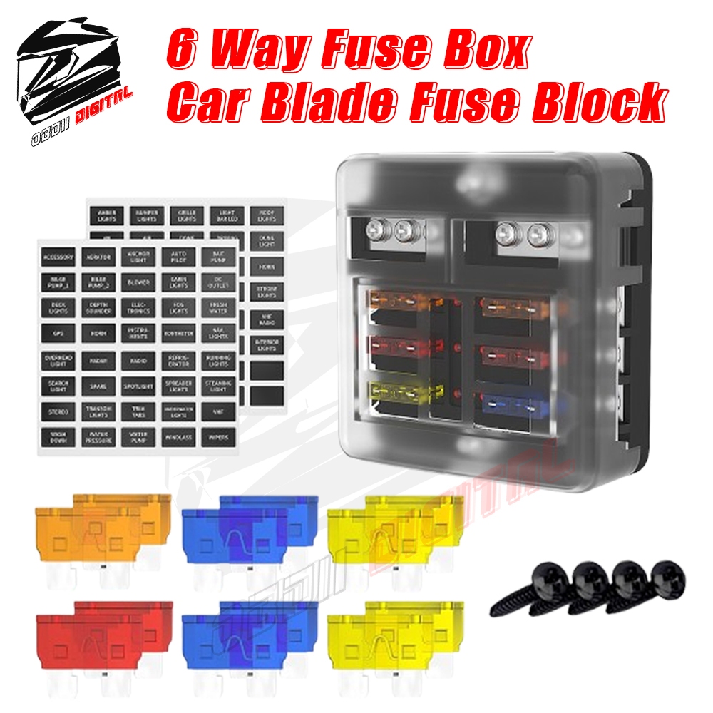 【Local】6 Way Fuse Box Car Boat Circuit Blade Fuse Box Block with LED ...