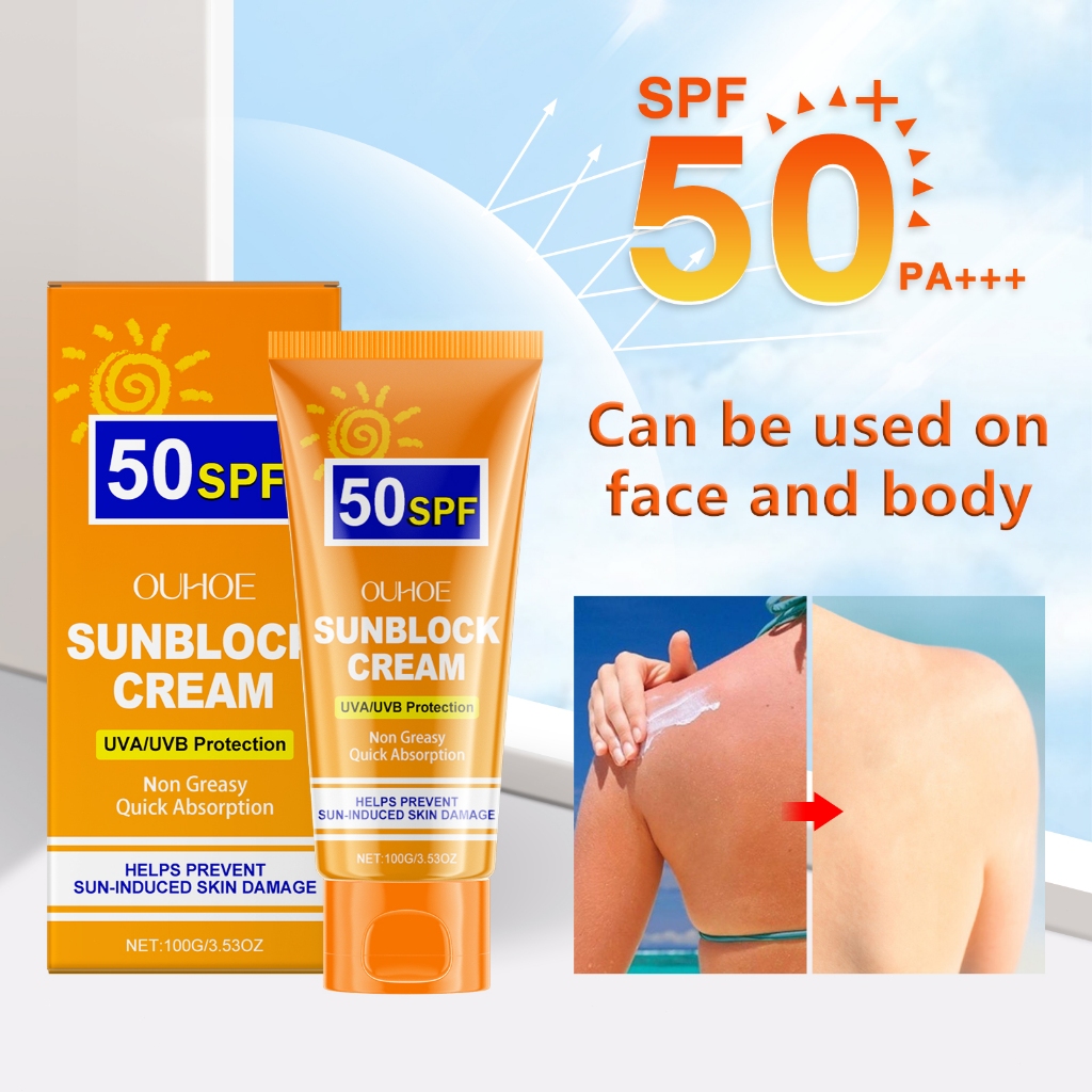 OUHOE Refreshing Sunscreen Cream Sunblock 100g Protective Cream SPF50 ...