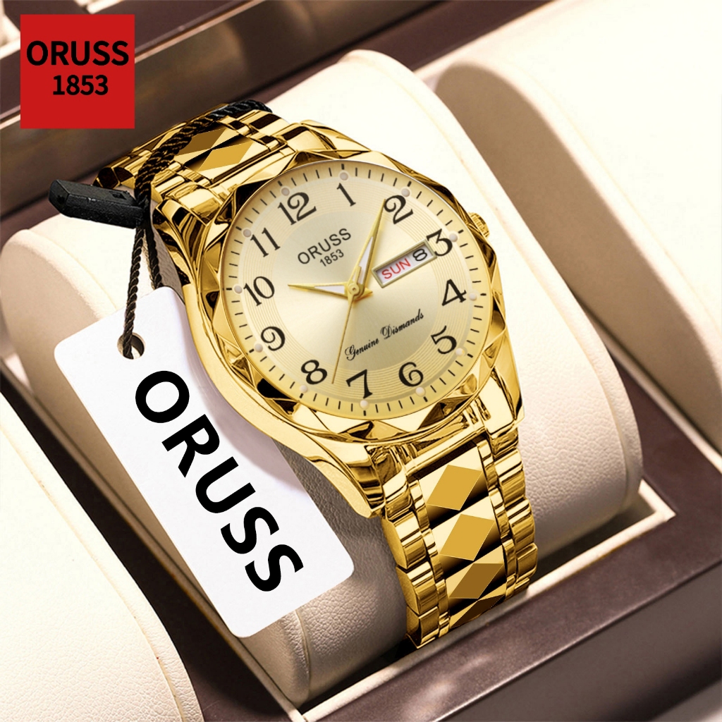 [Gift][With Box]ORUSS Original Men Dual Calendar Luminous Stainless ...