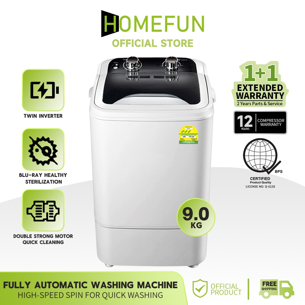 HOMEFUN 9KG Washing Machine Fully Automatic MINI Washing Machine with ...
