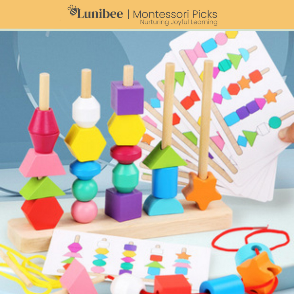 Wooden Bead Sequencing & Stacking Toy – Early Learning & Fine Motor ...