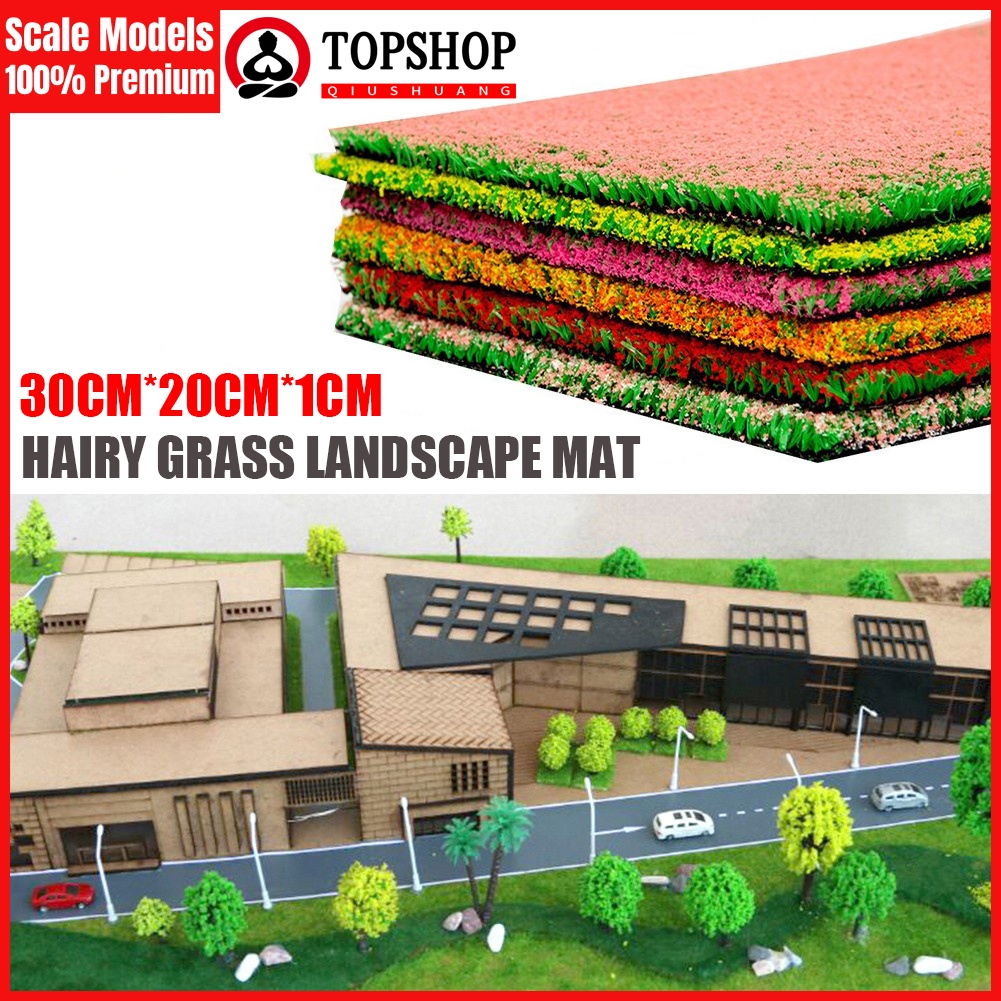30cm*20cm*1cm Hairy Grass Landscape Mat Roll Scenery Sand Table Railway ...