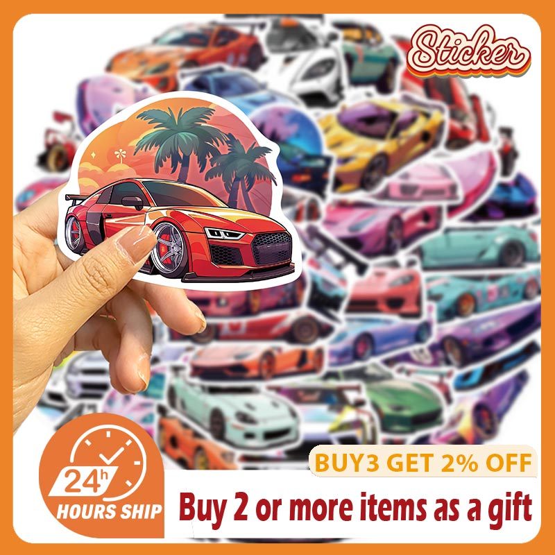 50pcs Cartoon JDM Racing Car Stickers Graffiti DIY Phone Computer ...