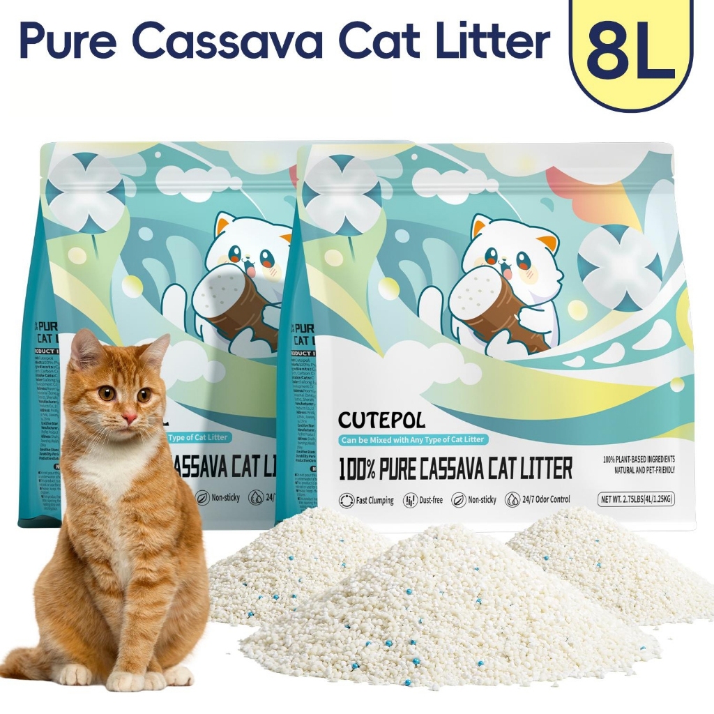 Cutepol 7Bags Premium 100% Cassava Cat Litter Quickly Clumps,Strong ...