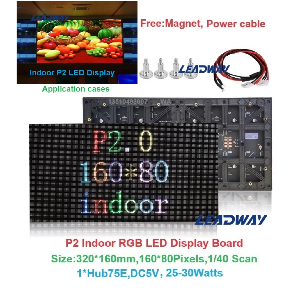 P2 320*160mm /160*80 Pixel Indoor Full Color LED Display Signboard Led ...