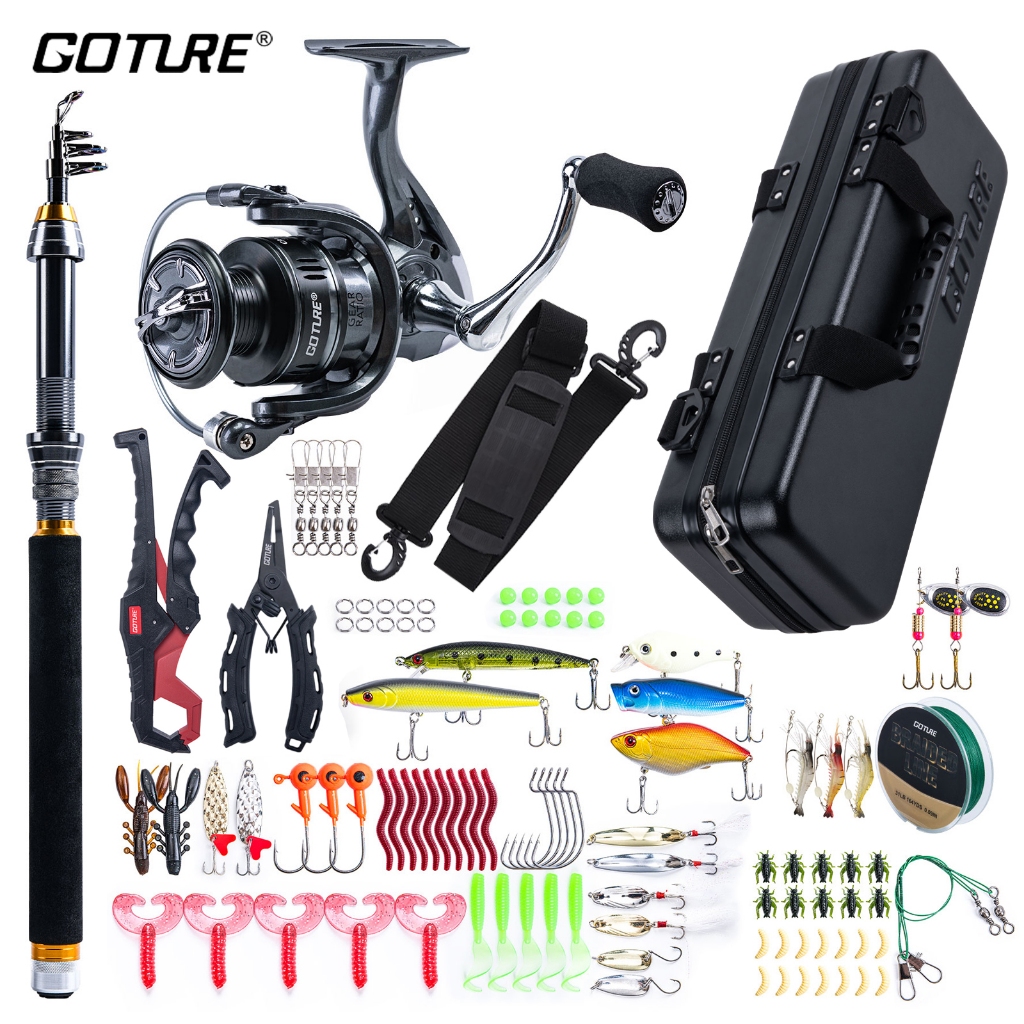 GOTURE Telesscopic Fishing Full Set Portable PC Bag Spinning Fishing ...