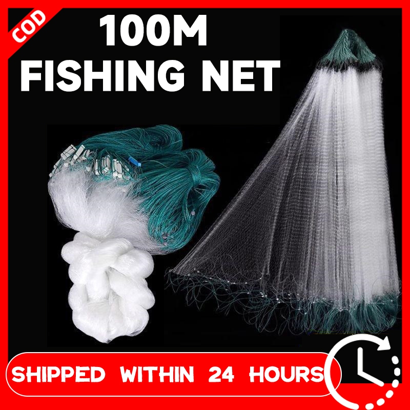 100M Fishing Net Three Layer White Nylon Fishing Net Lambat Fishing Net ...