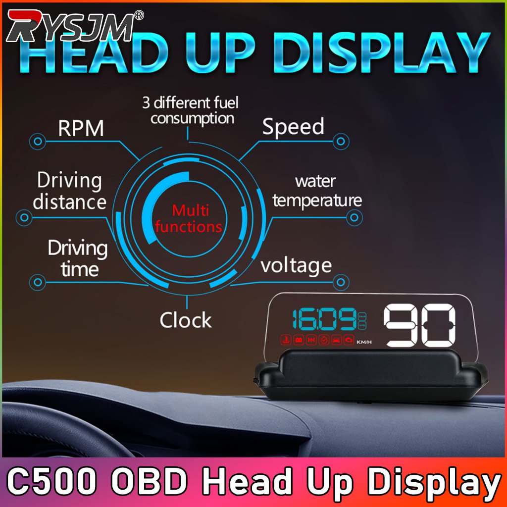 C500 Head Up Display OBD2 HUD Display Digital GPS Speedometer Water Temperature Voltage Alarm ...