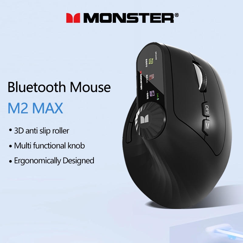 Monster M2 MAX Mouse Bluetooth Wireless Non Slip Ergonomic Design Light Multi Device Compatible ...