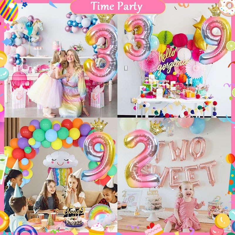 32inches Crown Number Balloon Free Straw and Glue Giant number foil ...