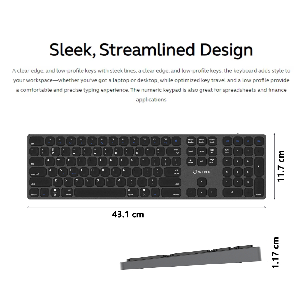 WINX (2 Years Warranty) Rechargeable Wireless Bluetooth Keyboard Slim ...