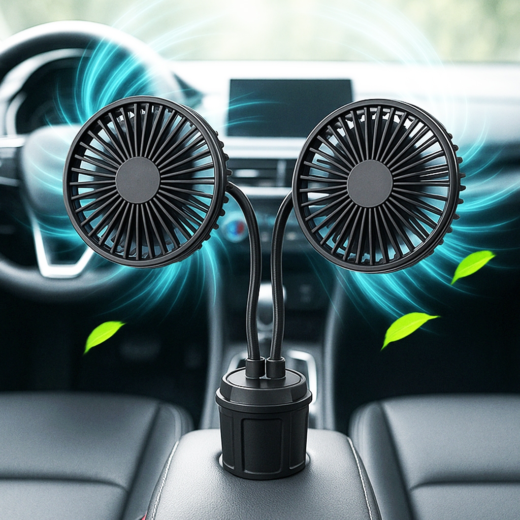 Backseat USB Car Fan, Car Cup Holder Fan Mount Adjustable Gooseneck Fan ...