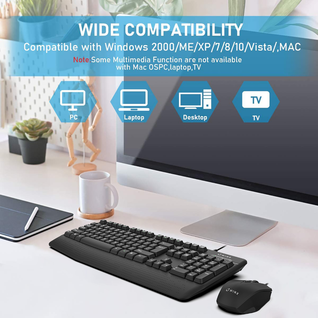 WINX (two-year warranty) wired keyboard and mouse kit plug and play ...