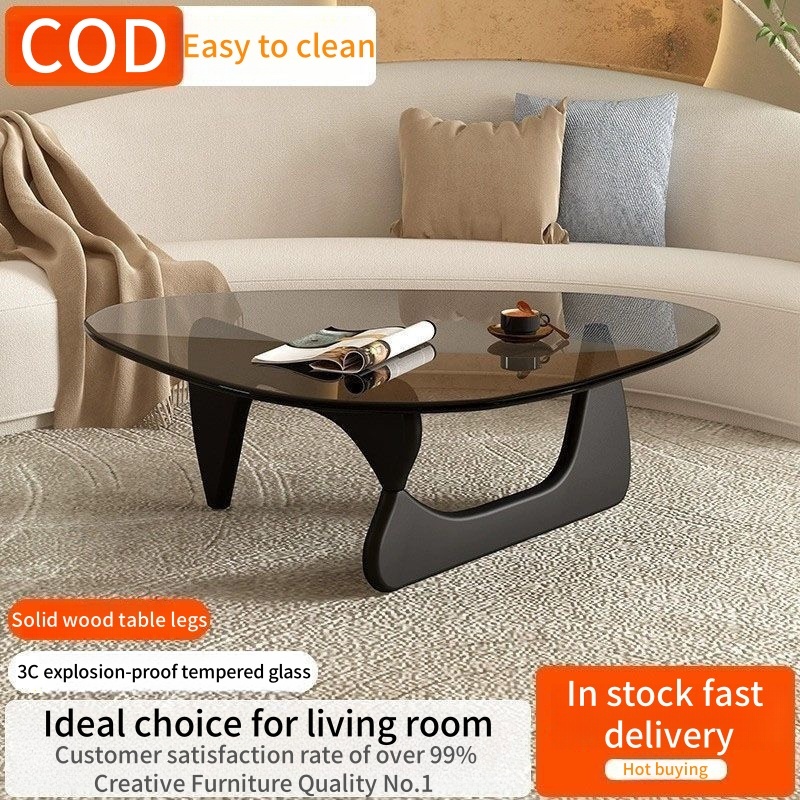 Coffee Table Sala Sofa Side Furniture Modern Wood Tempered Glass Nordic ...