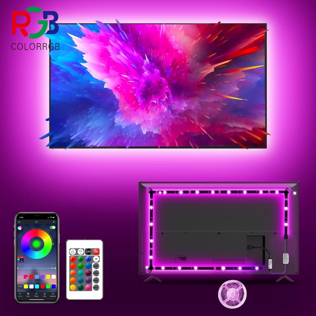 LED Strip Light Sync TV Backlight Music RGB App/Remote Control 5V USB ...