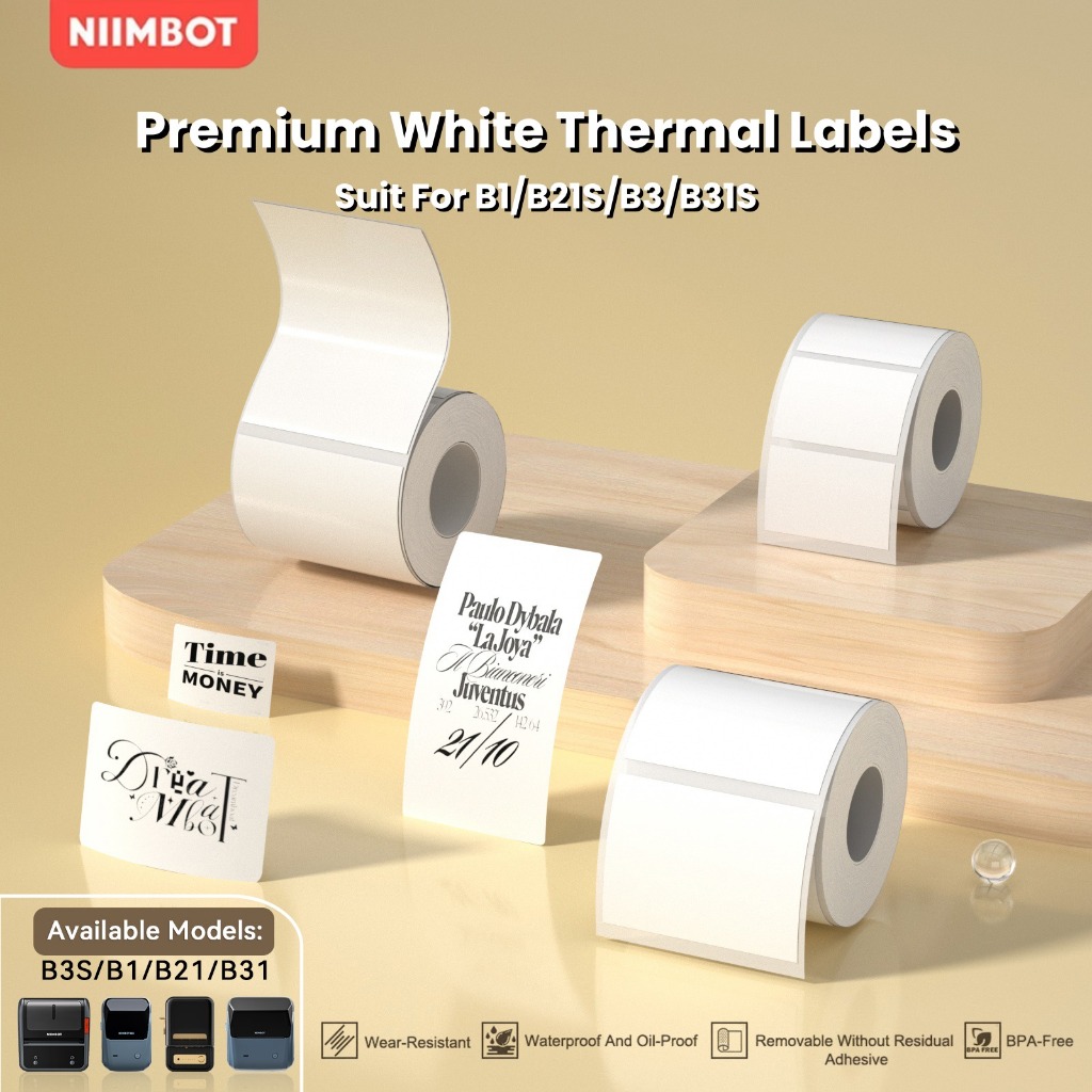 Niimbot B21/B203/B3S_P Thermal Label Sticker Paper White 20-50mm Printing Tag Commodity Price ...