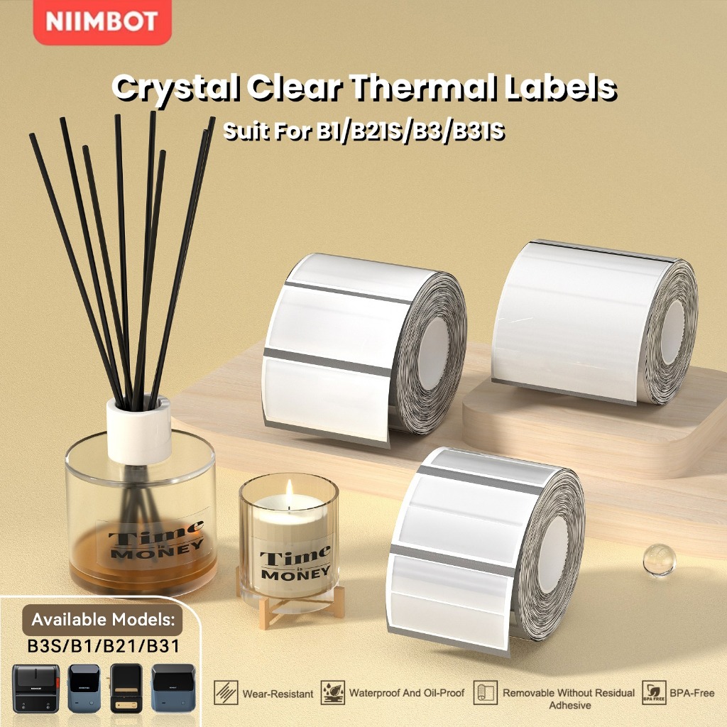 Niimbot Transparent Label Sticker Name Sticker Waterproof Oil Proof No ...