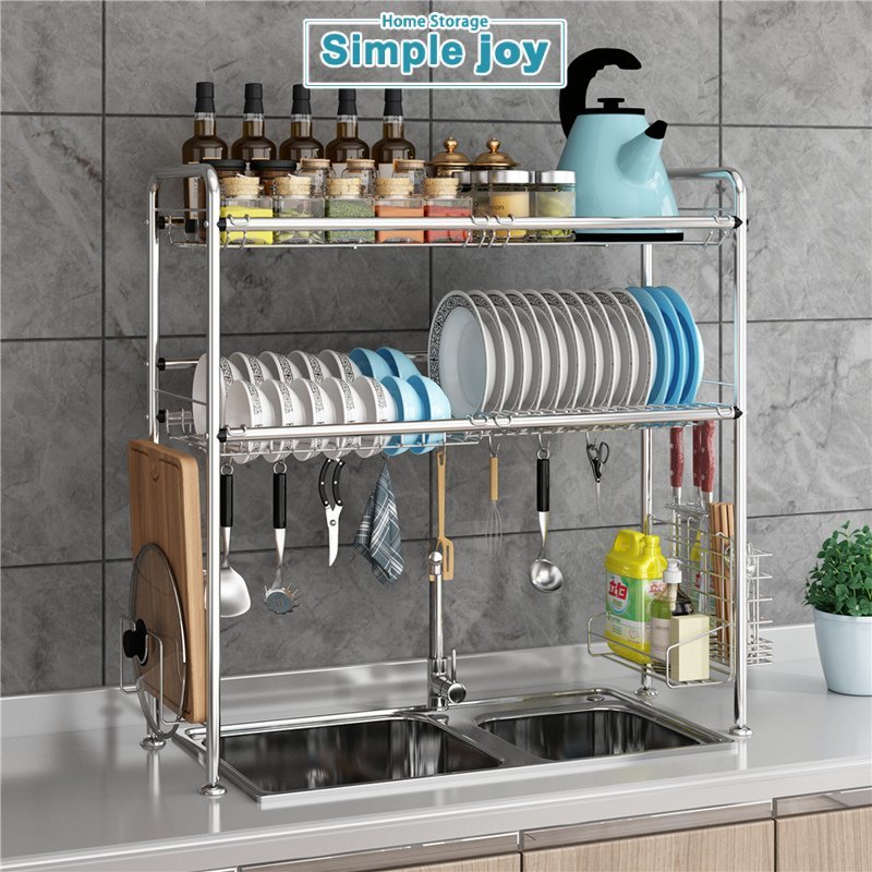 SJ 304 Stainless Steel Sink Rack 1/2layer Over Sink Dish Rack Kitchen ...